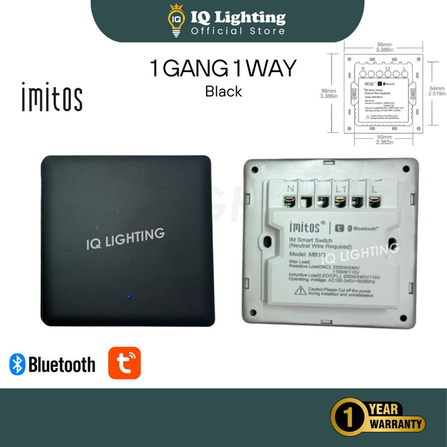 Imitos AI Smart Switch (Neutral Wire Required) Wall Switch 1 2 3 4 Gang ...