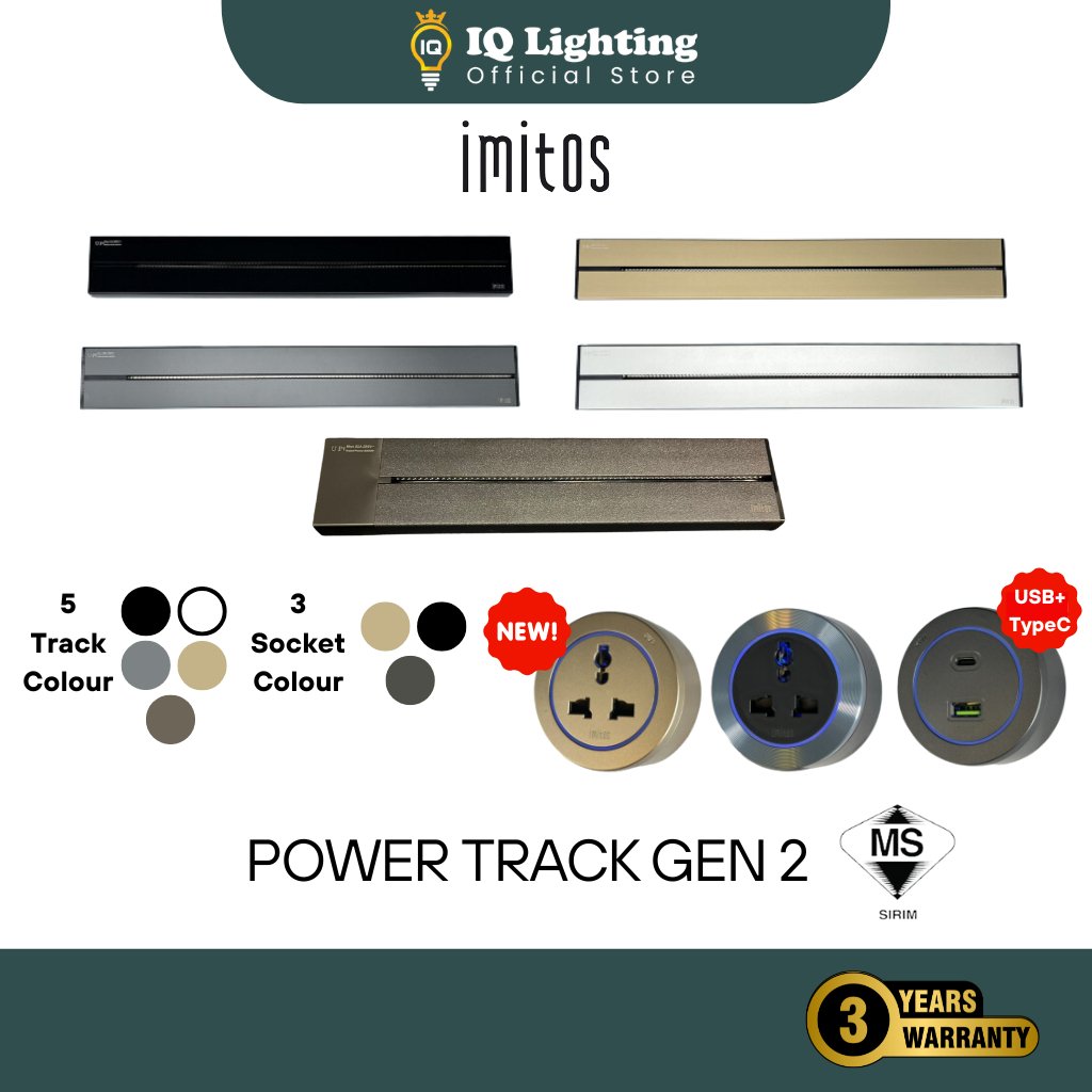 IMITOS Gen 2 Power Track 13A Universal Plug USB + Type C Switch Surface ...
