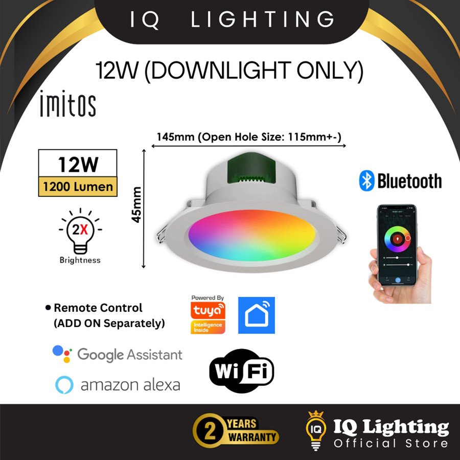 LED Smart Downlight 12W/18W 4/6inch Tuya Bluetooth WIFI RGB Dimmable ...