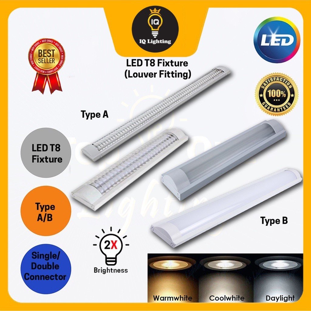 LED T8 Louver Fitting T8 Fitting Single Circuit Double Circuit Frosted ...