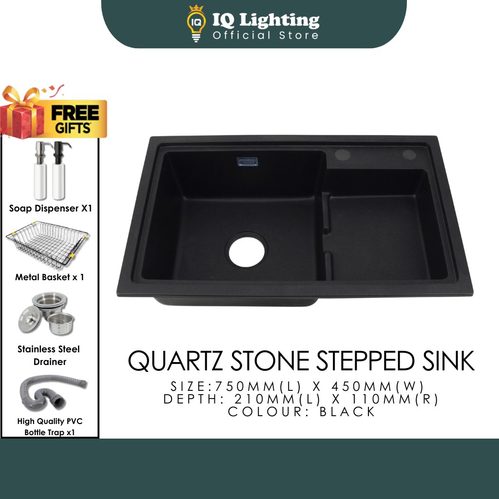 Quartz Stone Stepped Single Sink 750x450mm Topmount / Undermount ...