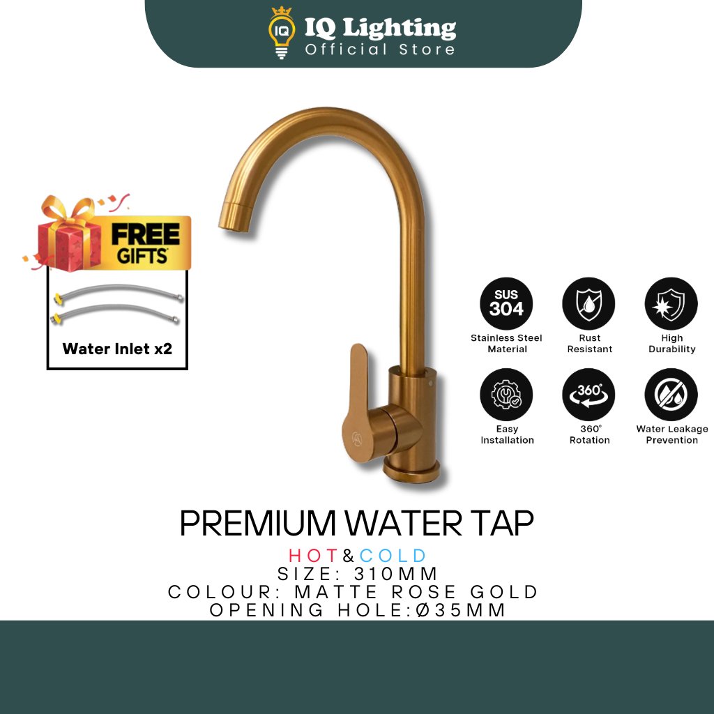SUS304 Stainless Steel Hot Cold Water Premium Kitchen Water Tap Silver ...